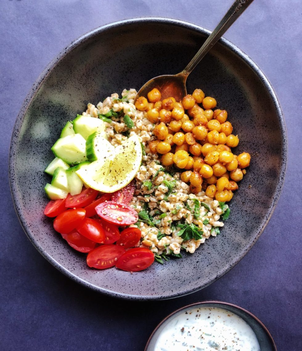 Mediterranean Farro Bowl with Kefir Dressing | Recipes